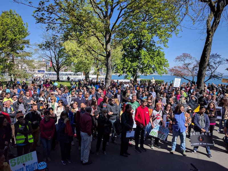 On Saturday crowds took to the streets of Geneva in support of science